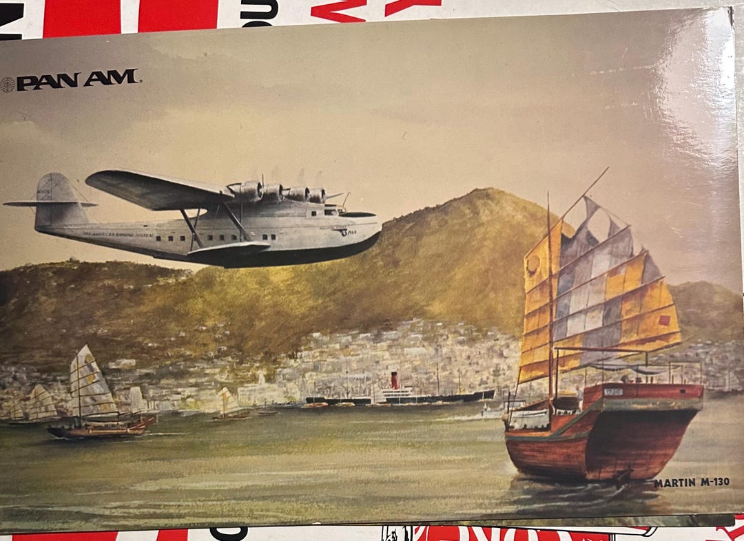 Vtg Pan Am Airlines Philippine Clipper Hong Kong Martin M130 John T ...