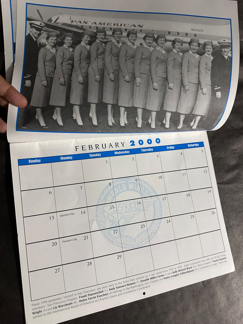 Pan Am Airlines Flight Attendant Stewardess Pan Am World Wings Calendar ...
