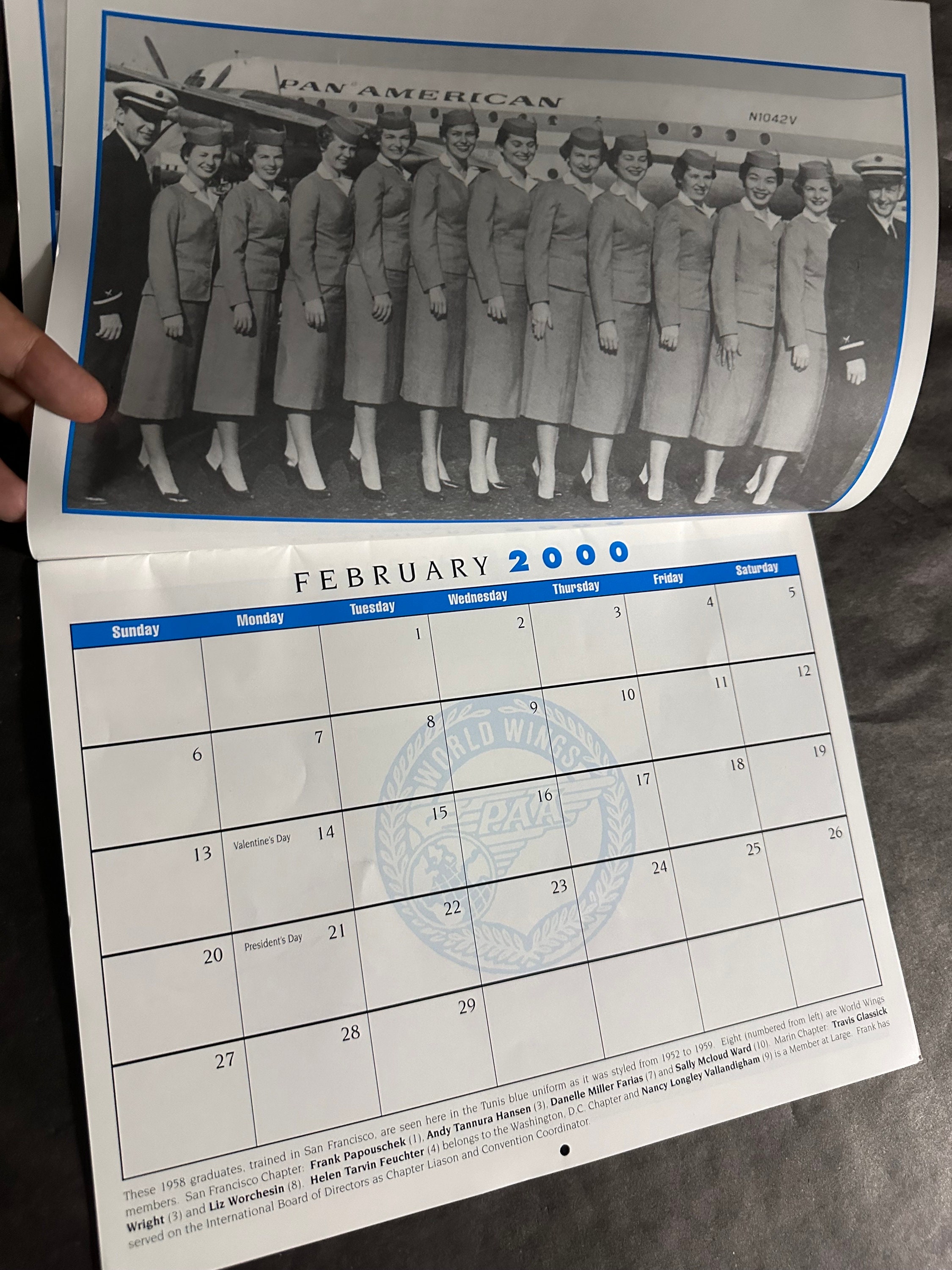 Pan Am Airlines Flight Attendant Stewardess Pan Am World Wings Calendar ...