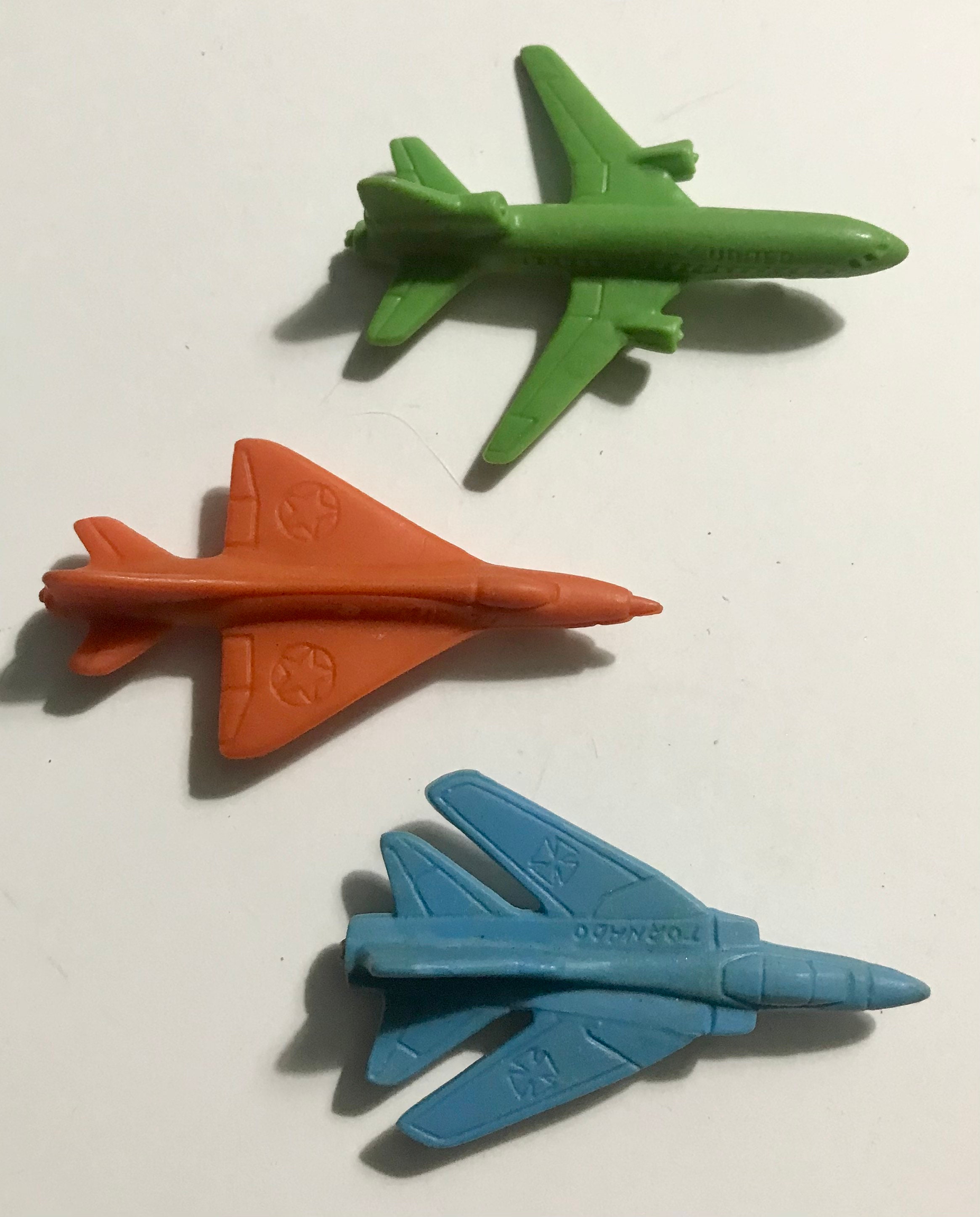 Vtg 70s Matchbox Lesney Jet Airplane Rubber Erasers Orange Mig Blue ...