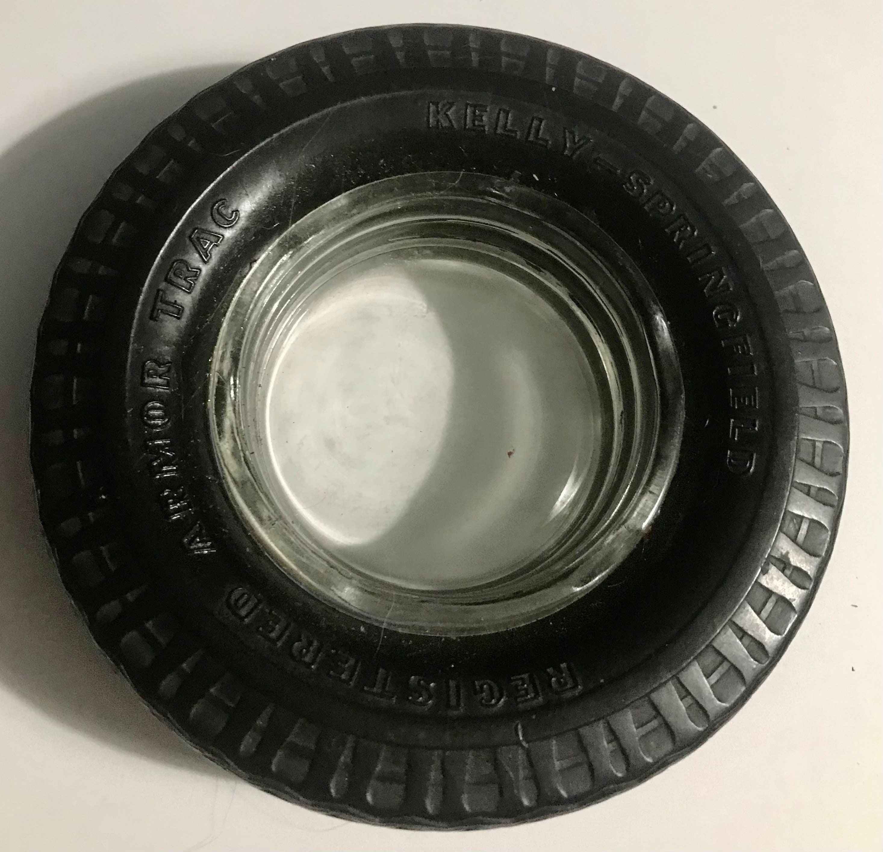 Kelly Springfield Registered Armor RUBBER TIRE Ashtray W/glass Insert ...