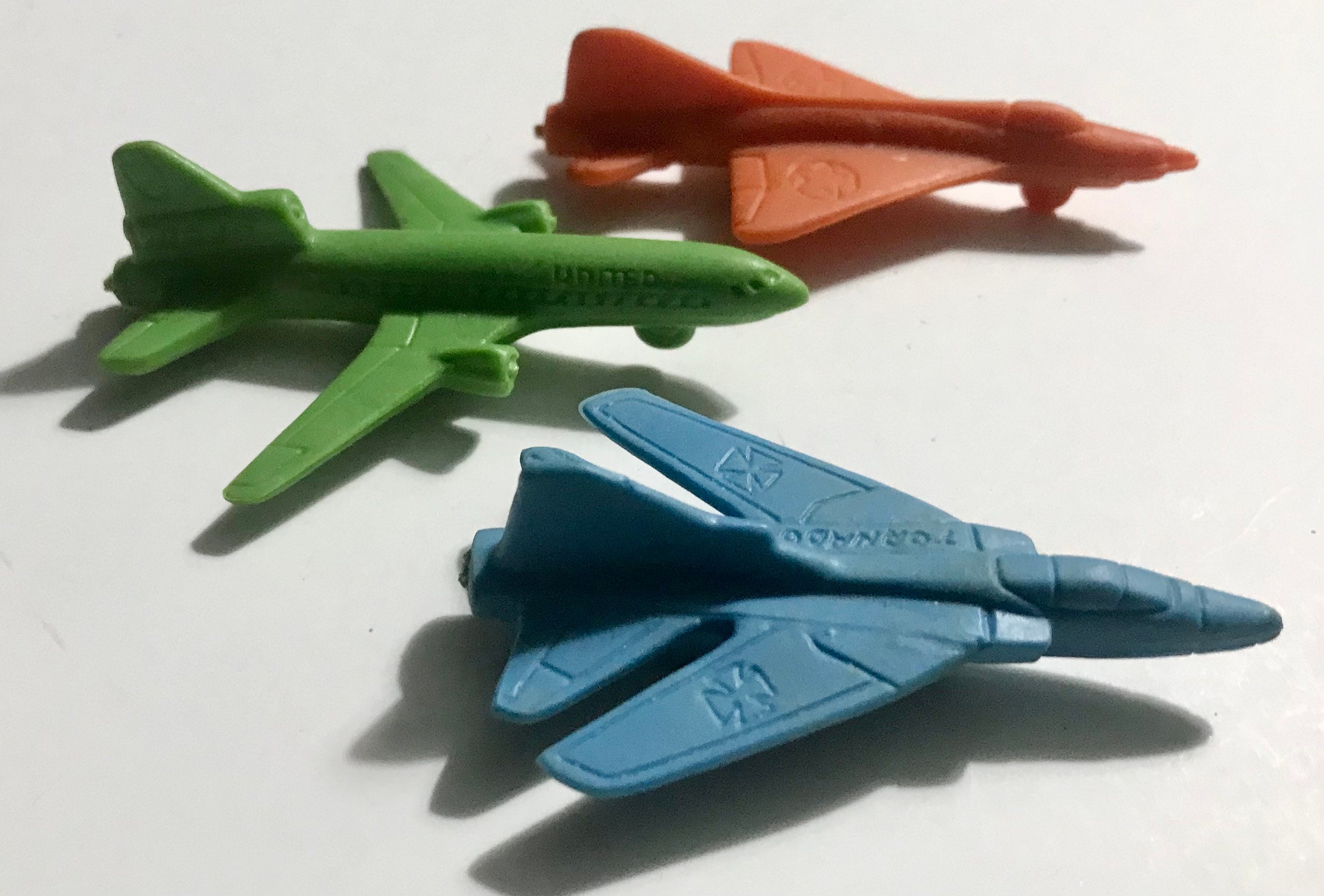 Vtg 70s Matchbox Lesney Jet Airplane Rubber Erasers Orange Mig Blue ...