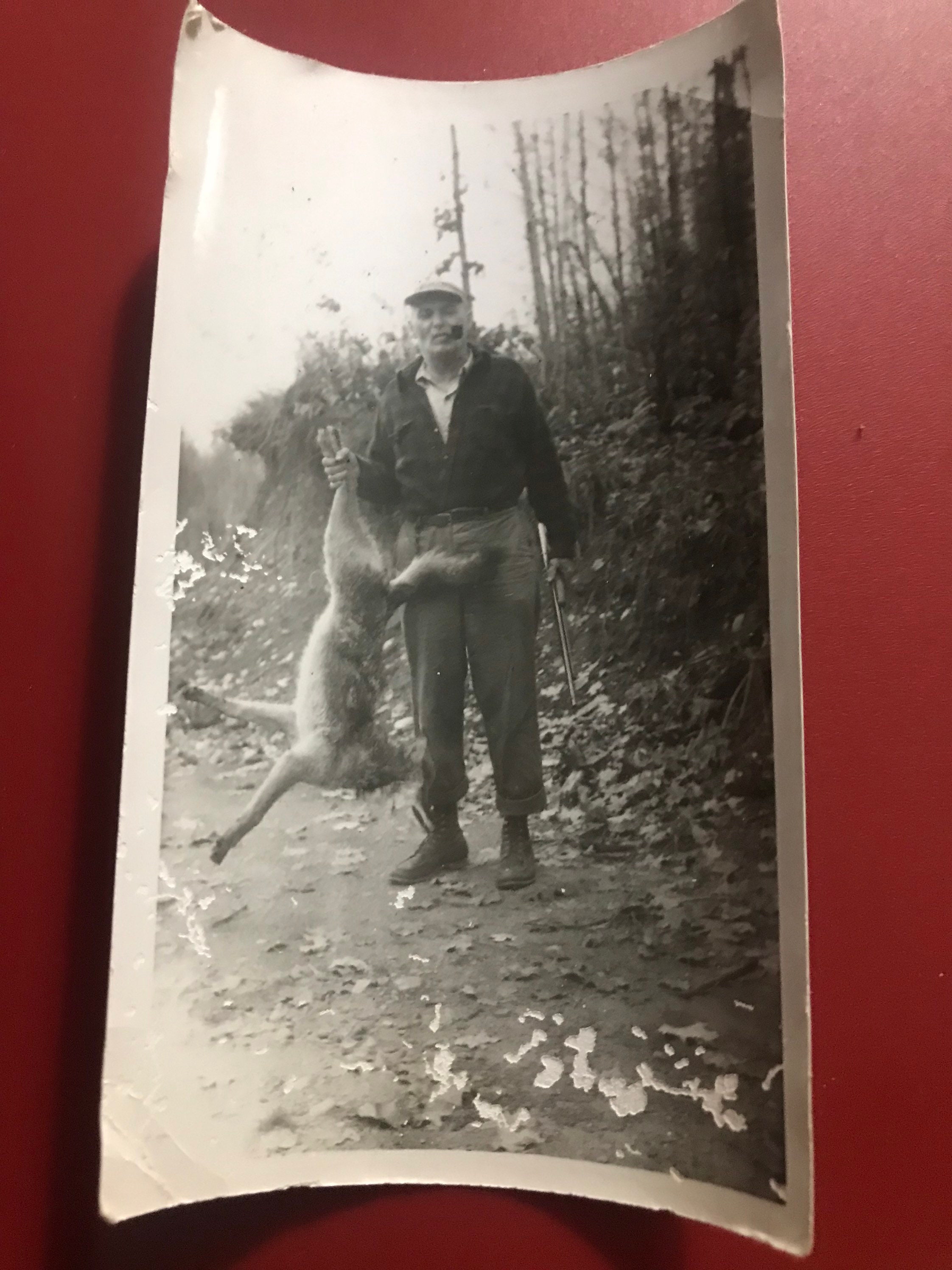 Vintage Man W/rifle & Pipe HUNTING ORIGINAL PHOTOGRAPH Wolf/fox Carcass ...