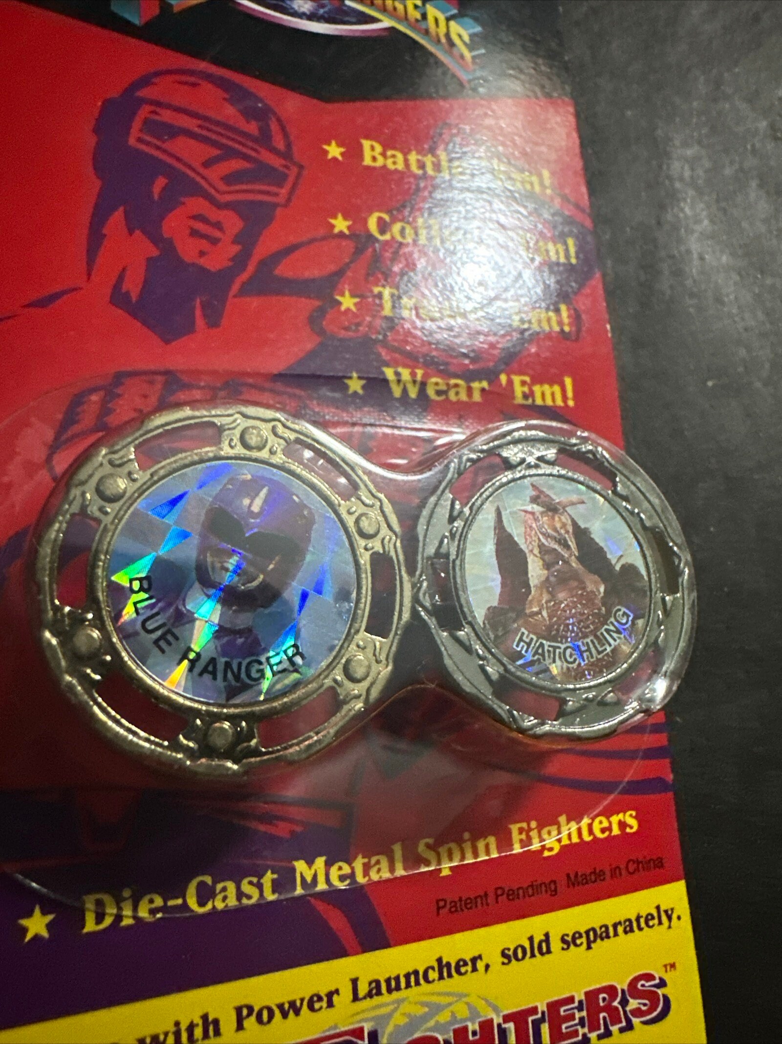 1993 Bandai Mighty Morphin Power Rangers Spin Fighters Hatchling & Blue ...