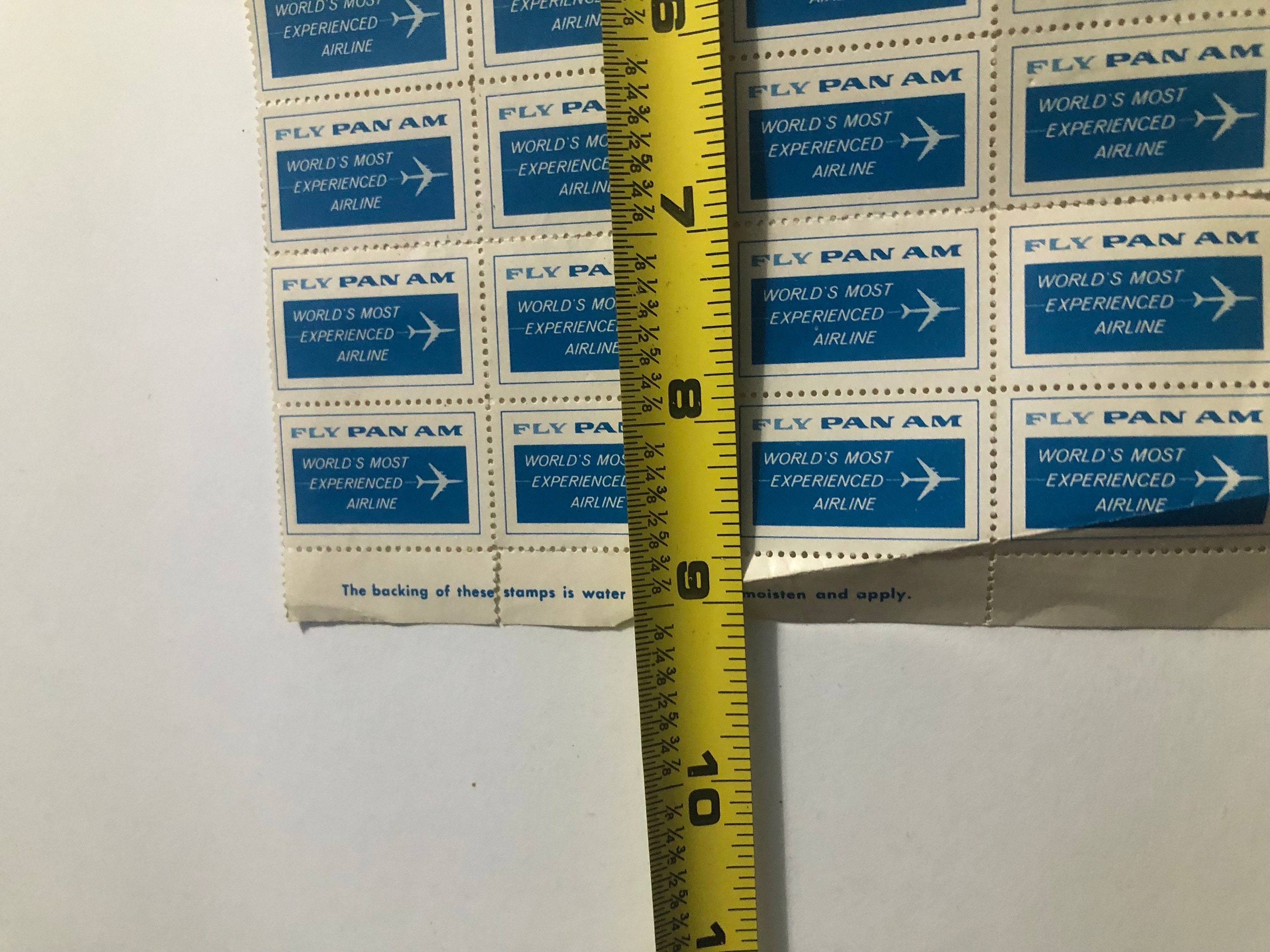Vintage Fly Pan Am Airlines Sticker Airplane Complete Sheet 40 Stamps ...