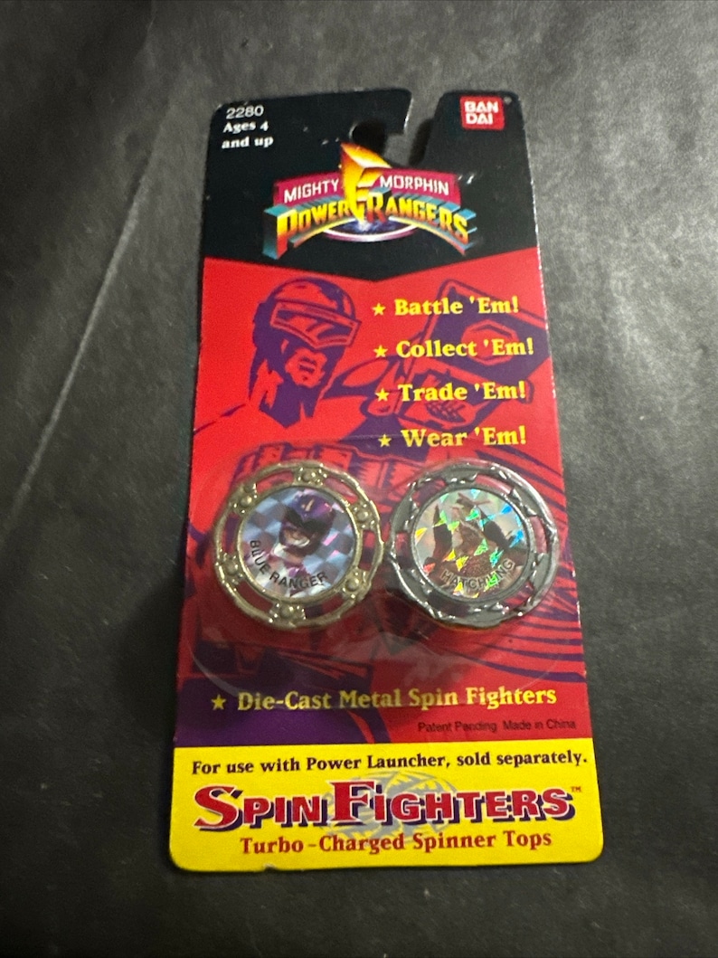 1993 Bandai Mighty Morphin Power Rangers Spin Fighters Hatchling & Blue ...