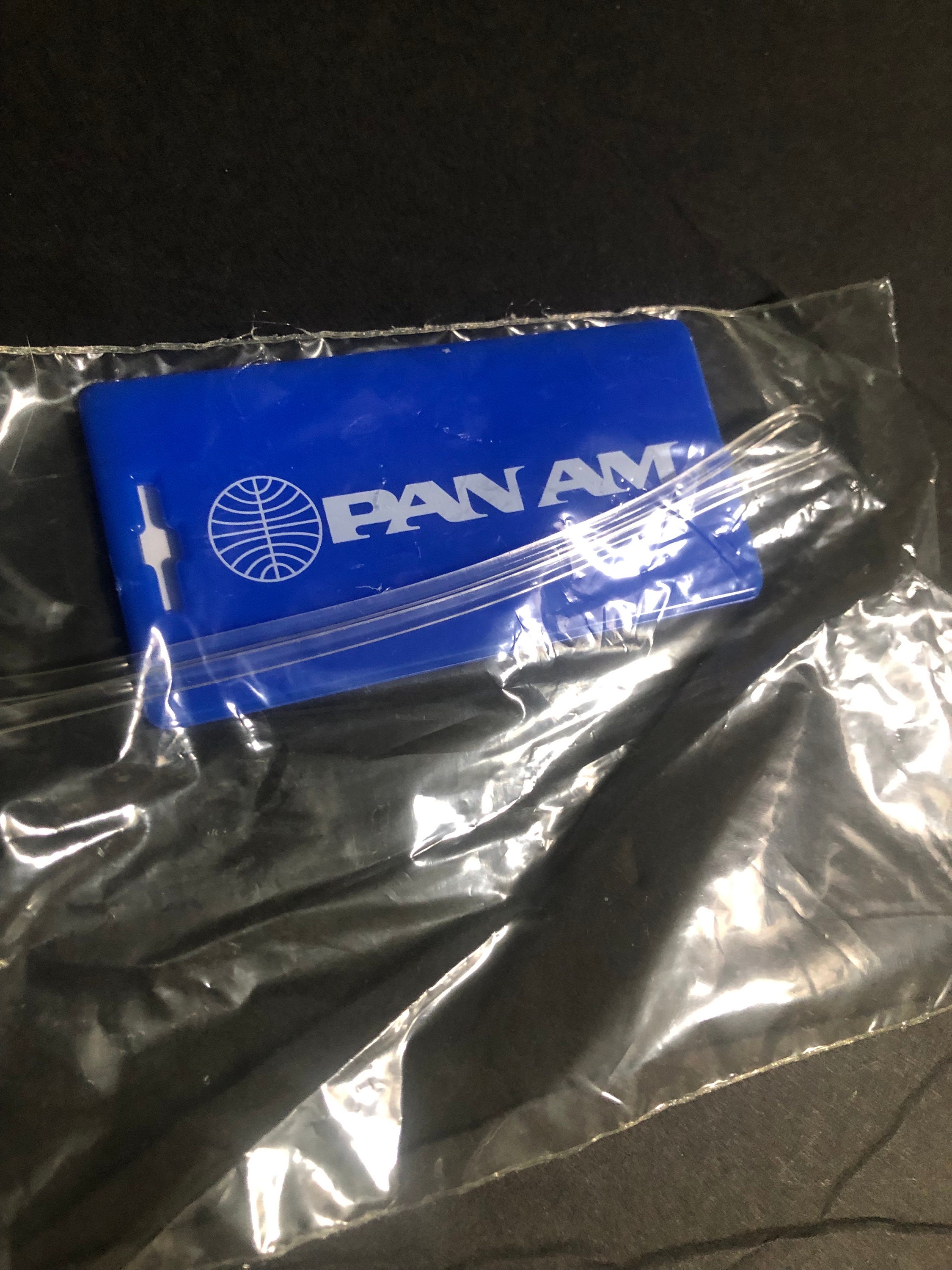 Vintage PAA Pan Am Airlines Luggage Tag Hard Plastic Blue W/clear ...
