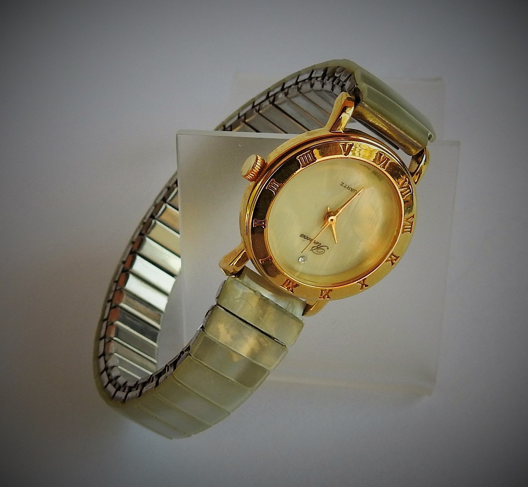 Vintage Ronica Gold Tone Quartz Watch with Silver Tone Mother | Etsy