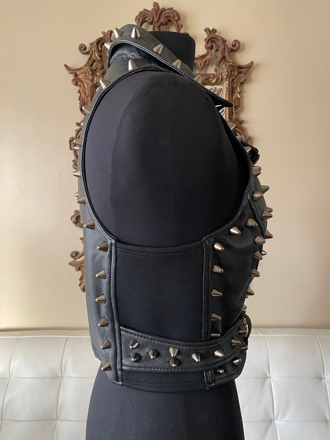 Black Spiked Studded Leather Punk Vest, M - Etsy