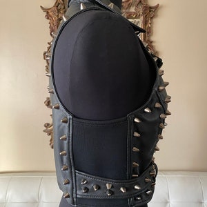 Black Spiked Studded Leather Punk Vest, M - Etsy