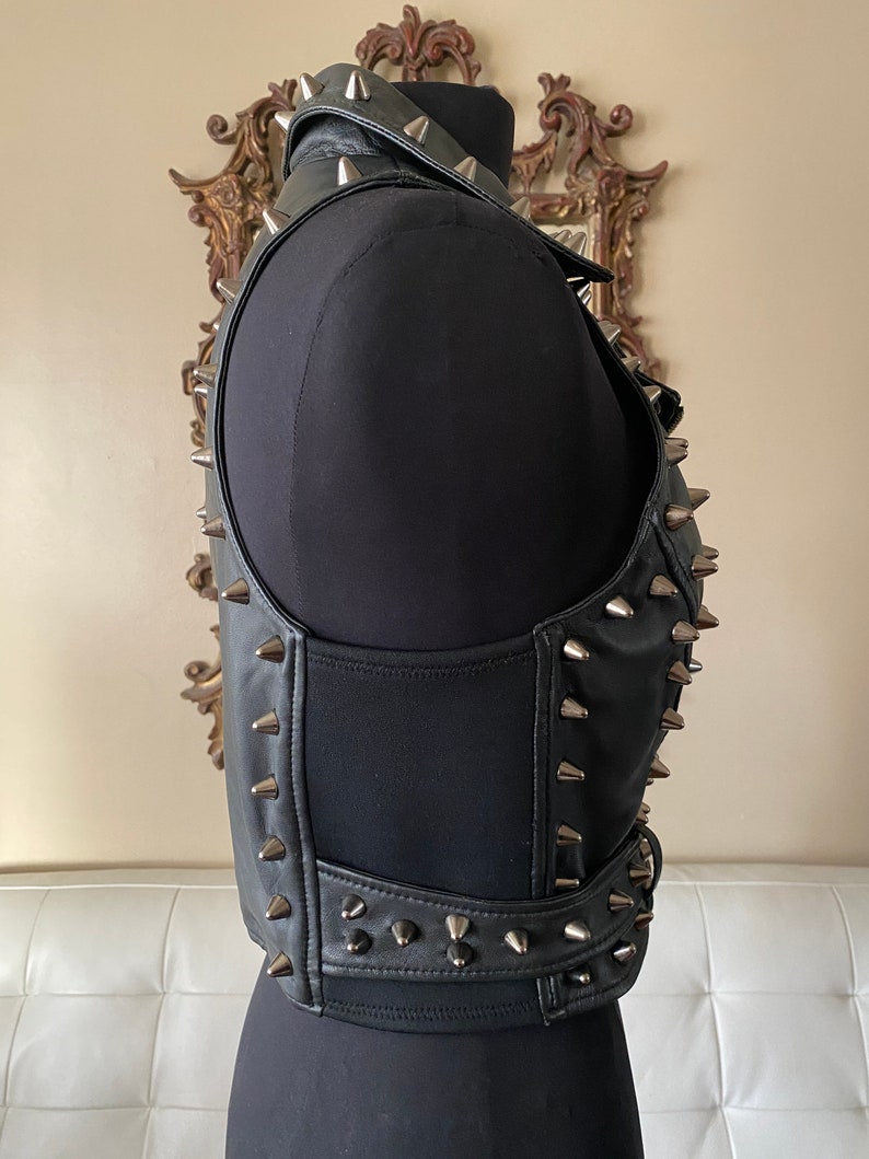 Black Spiked Studded Leather Punk Vest, M - Etsy