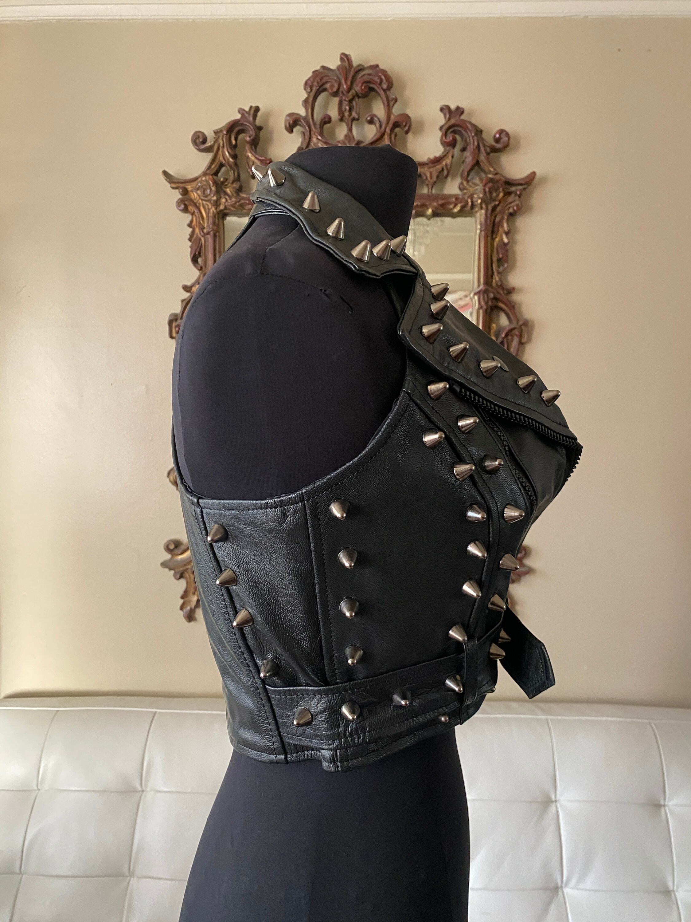 Black Studded Spiked Motorcycle Vest - Etsy