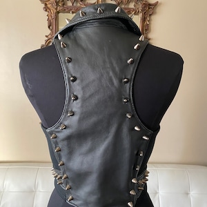 Black Spiked Studded Leather Punk Vest, M - Etsy
