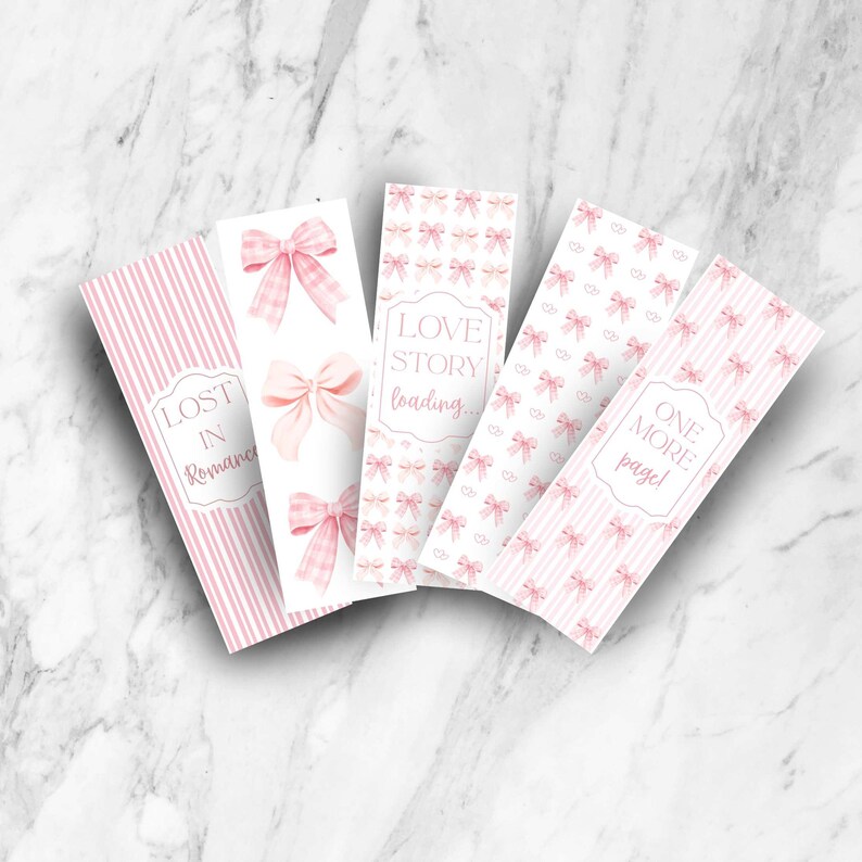 Coquette Romance Bookmark Printable Set | Pink Bows, Romantic Quotes ...