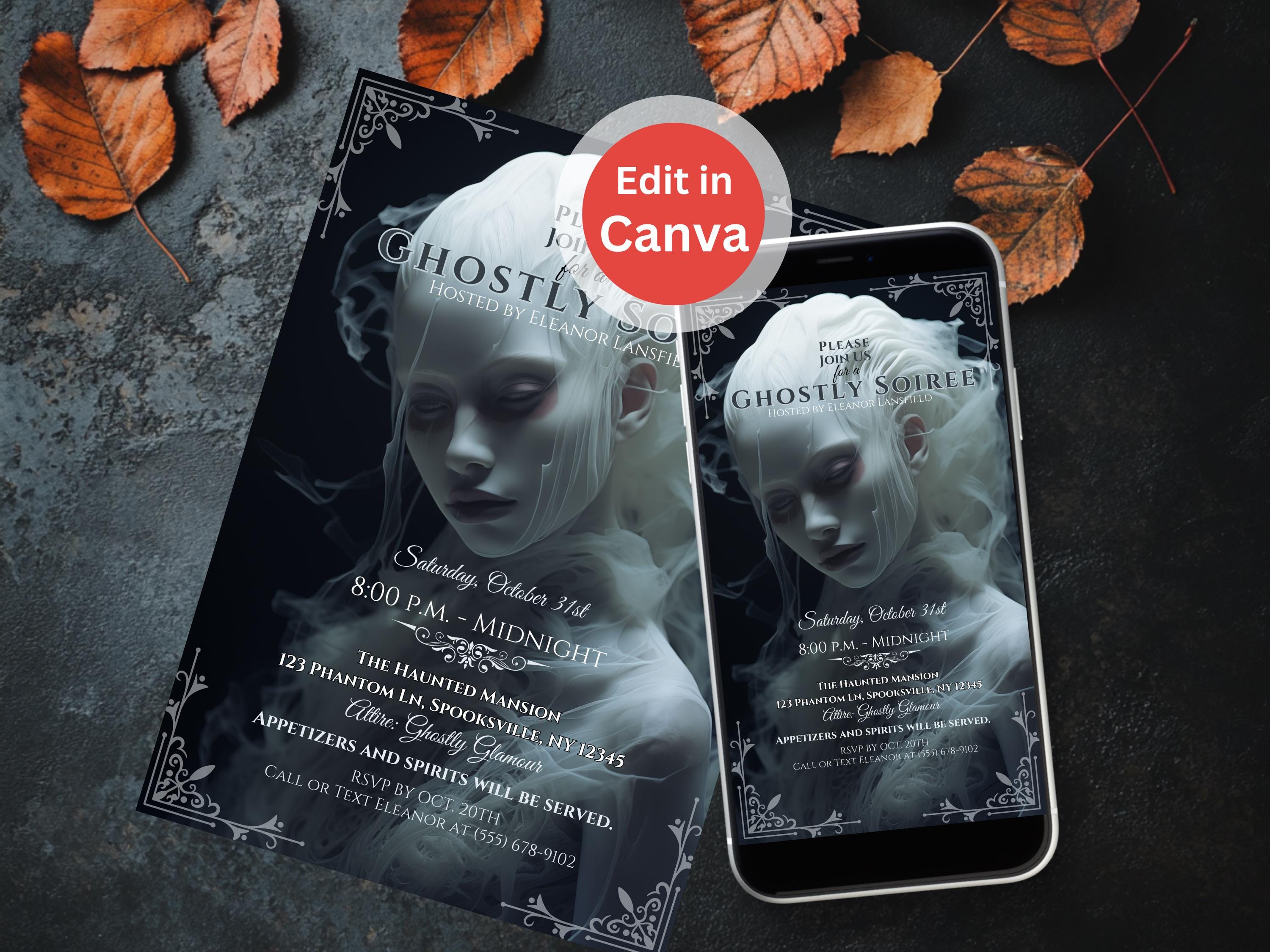 Ghost Invitation Mobile Ghost Invite Printable Halloween Ghost Party ...