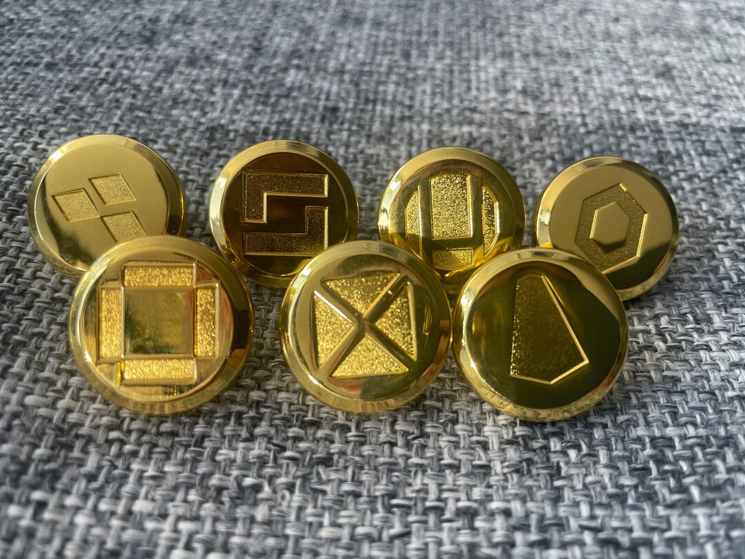 Complete 7 Hoenn Battle Frontier Brains Symbol Badges | Gold-look ...