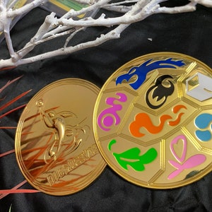 Galar Pokemon Sword and Shield Gym Badge in Gold and Silver Medal Form ...
