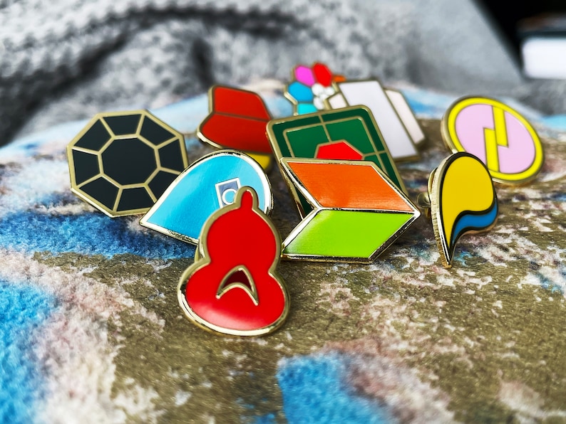 Complete Gary Oak Kanto Rival Pokemon Gym Badge Set of 10 Anime ...