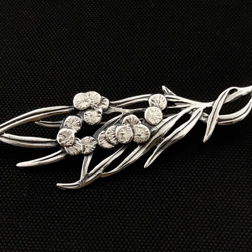 Wattle Brooch Solid Sterling Silver 55mm Aussie Gift - Etsy