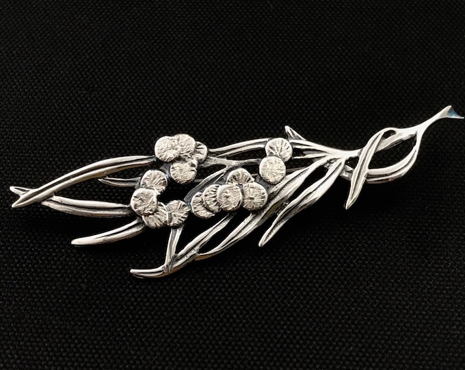 Wattle Brooch- Solid Sterling Silver 55mm Aussie Gift, Australian ...