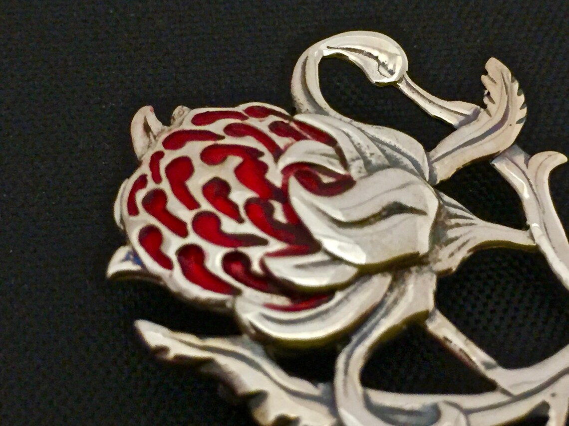 Large Waratah Brooch- Sterling Silver, Cold Fill Enamel - Etsy Australia