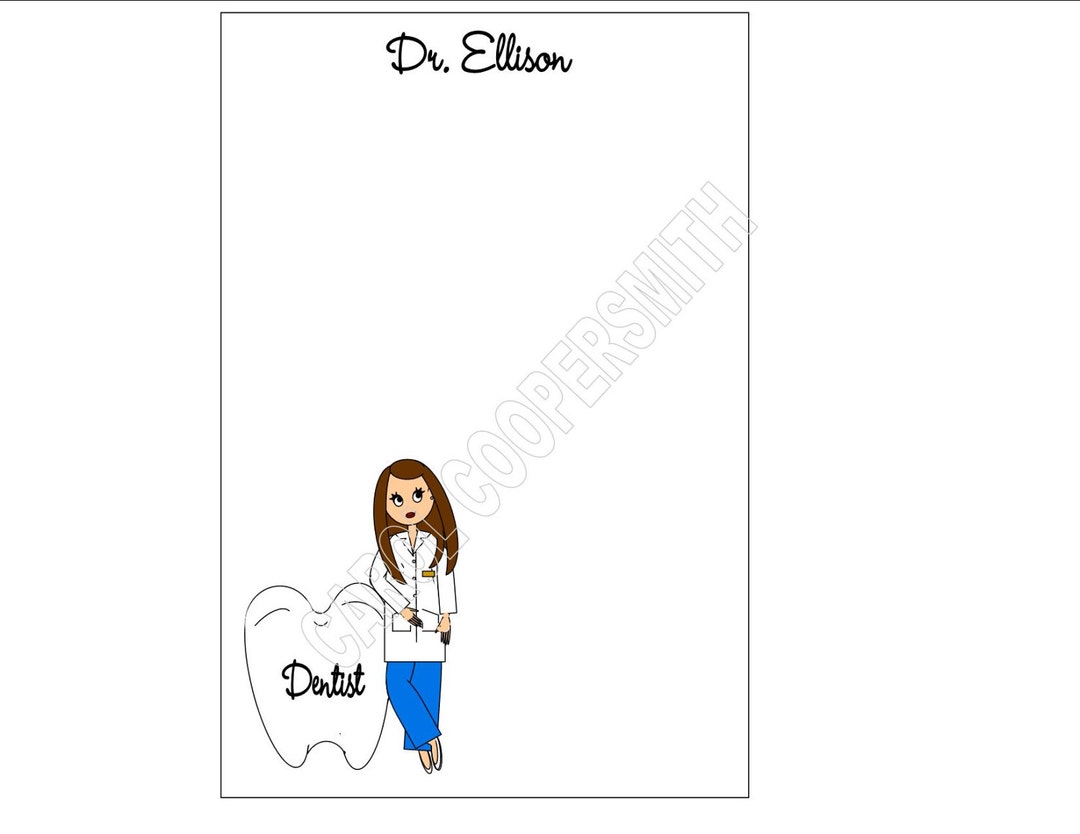 Dentist Notepads - Female - Brunette, Black Hair, Blonde, Auburn, Gray ...