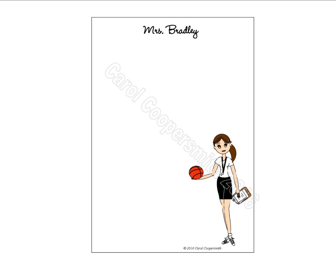 Gym Teacher Notepads - Female - Personalized - Brunette, Blonde, Auburn ...