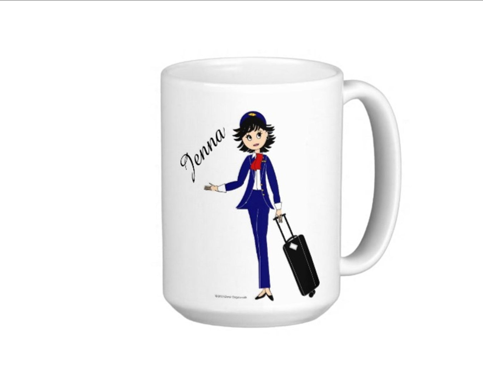 Lady Flight Attendant Mugs - 15 Oz. - Personalized - Brunette, Auburn ...