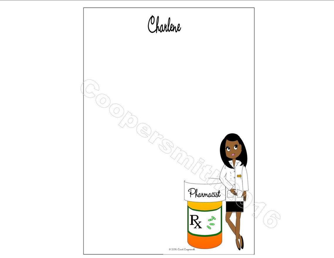 Pharmacist Notepads - Women - Personalized - Brunette, Blonde, Black ...