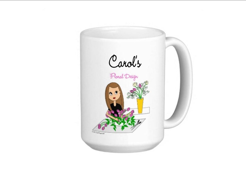 Florist Ladies Mugs Personalized Brunette Blonde Black | Etsy