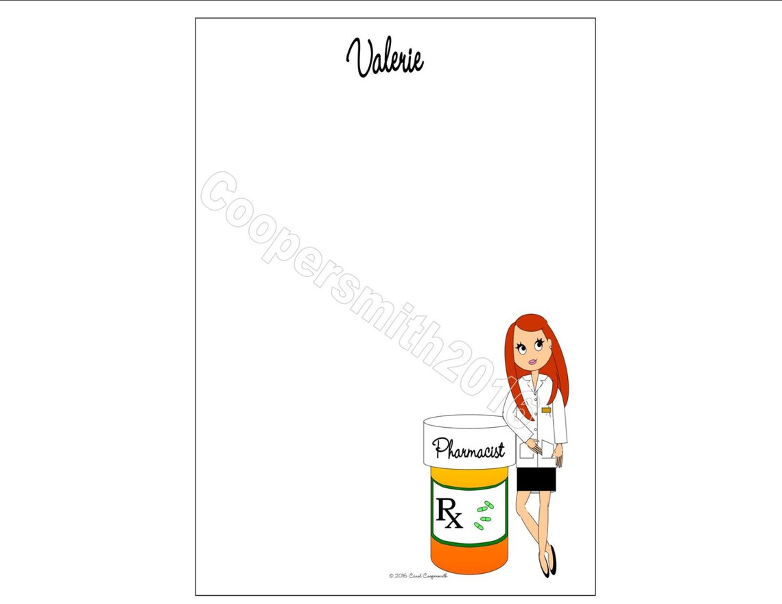 Pharmacist Notepads - Women - Personalized - Brunette, Blonde, Black ...