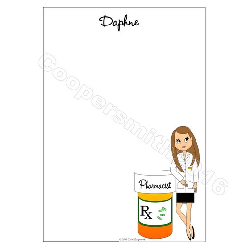 Pharmacist Notepads Women Personalized Brunette Blonde - Etsy