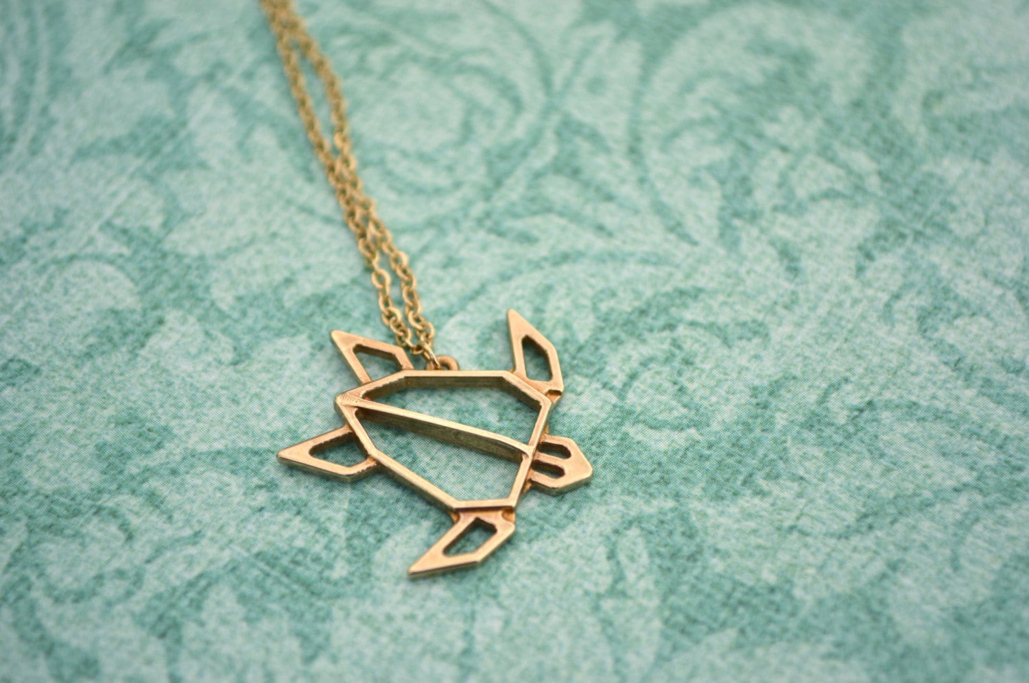 Sea Turtle Origami Necklace Geometric Animal Pendant Polished Brass - Etsy