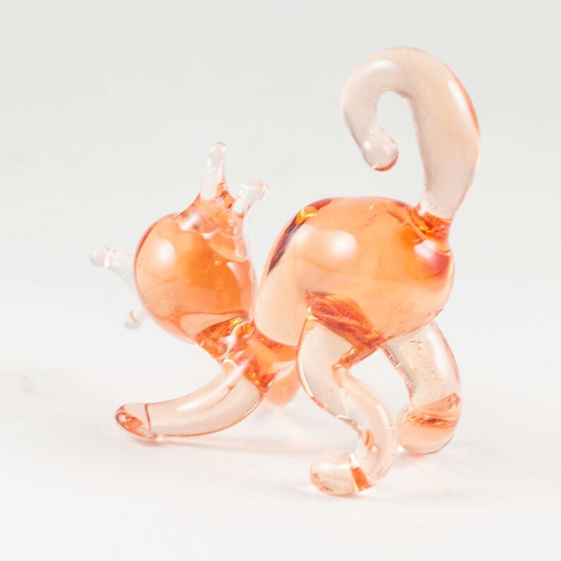 Glass Cat Figurine Blown Glass Cat Miniature Glass Cat Etsy
