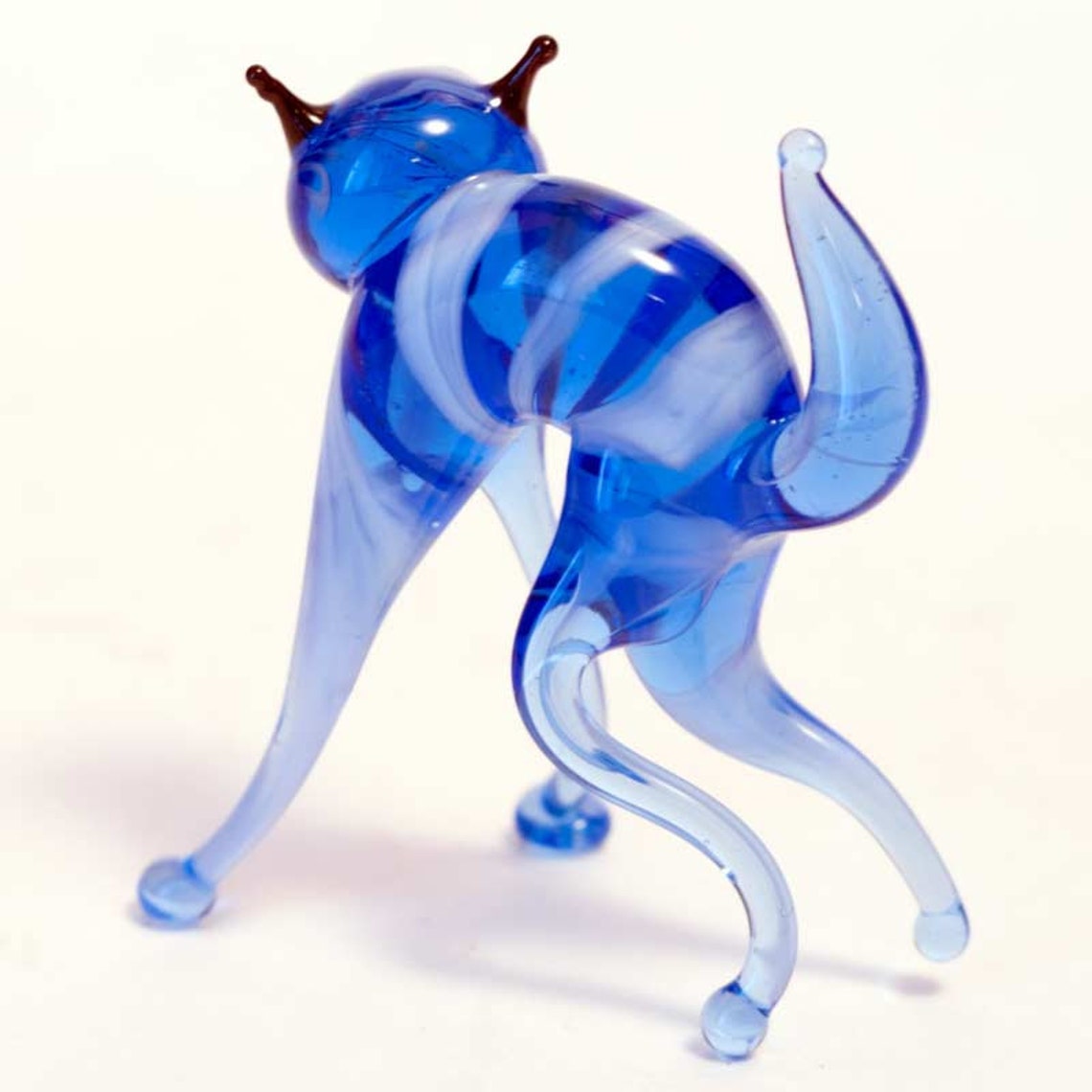 Glass Cat Figurine Blown Glass Cat Miniature Glass Cat Etsy