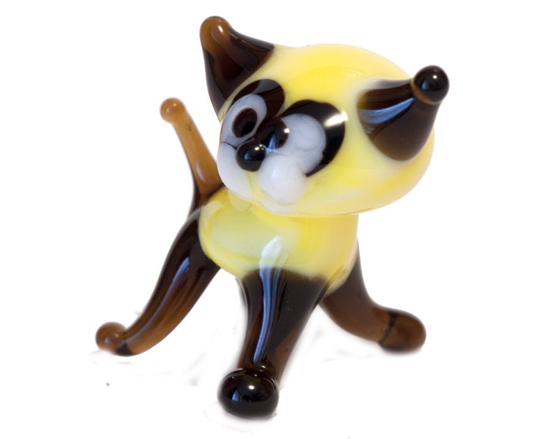 Hand Blown Glass Cat Figurine Miniature Glass Cat Figurine Etsy