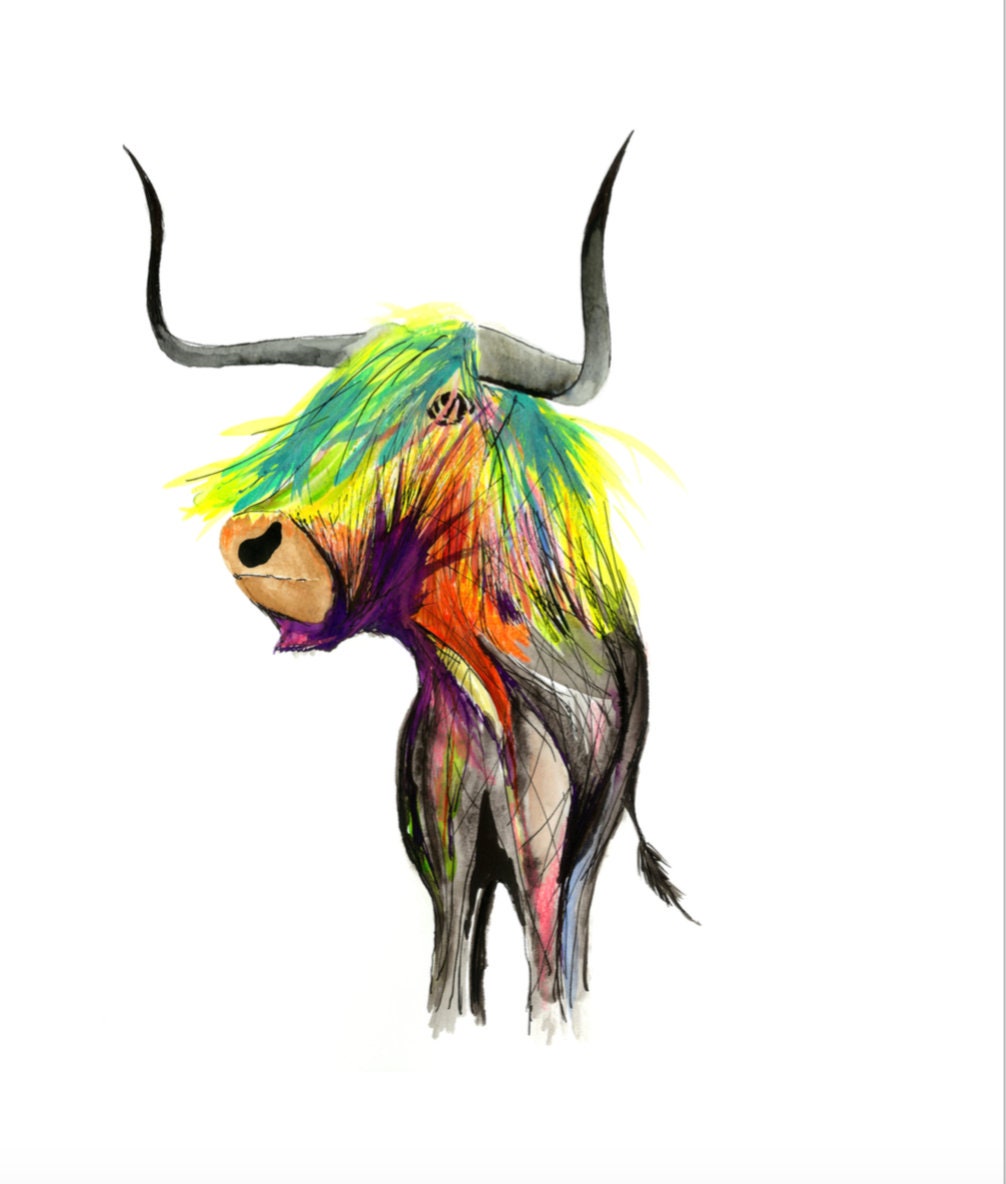 Neon Highland Cow - Etsy