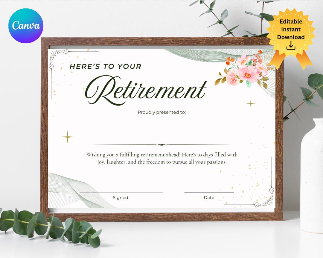 Happy Retirement Certificate, Appreciation, Retirement Present ...