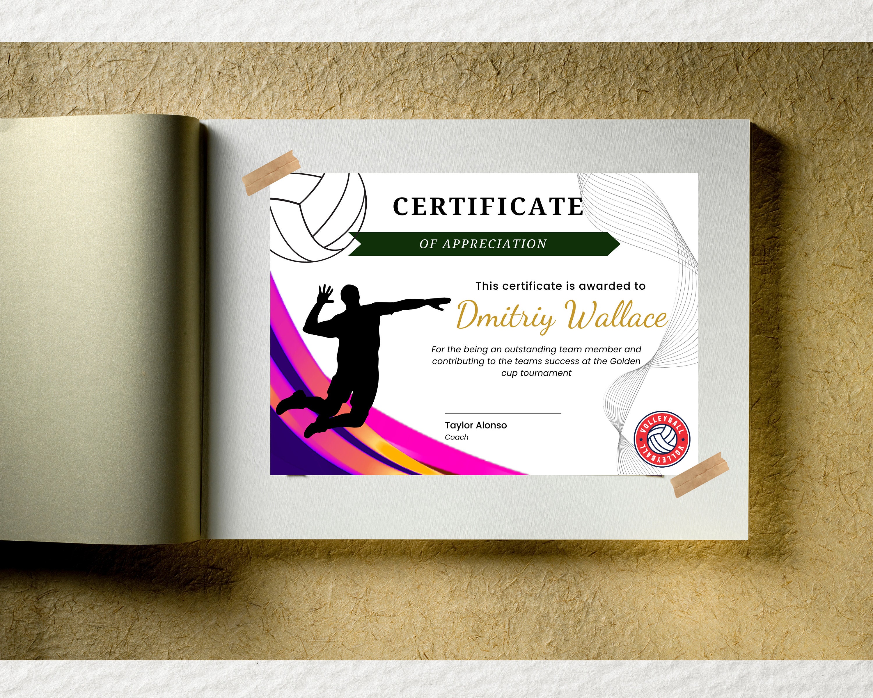 Volleyball Award Certificate Template Instant Download, Editable, High ...