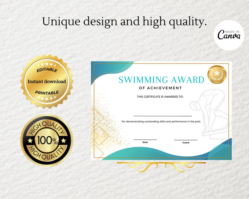 Swim Class Certificate Template - Swimming Lessons, Learn to Swim ...