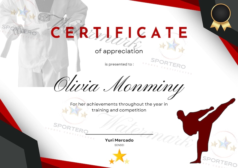 Karate Certificate Template Instant Download High Quality - Etsy
