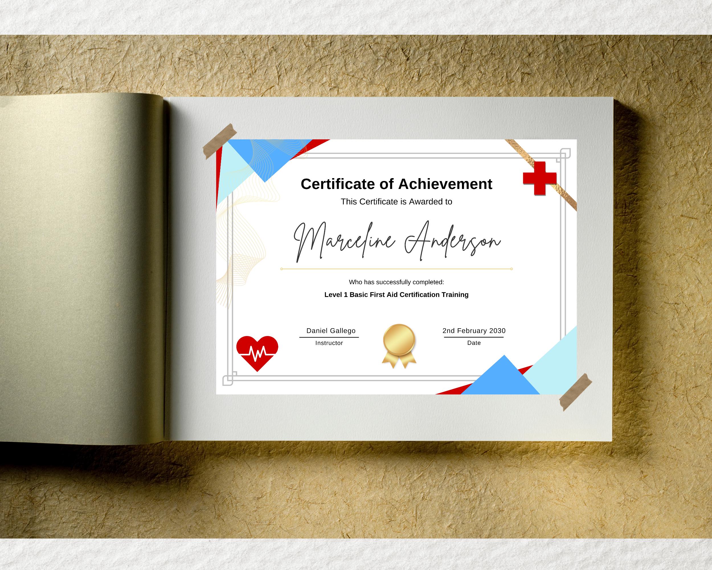 CPR Certificate, Cpr Training Certificate, First Aid Class Certificate ...