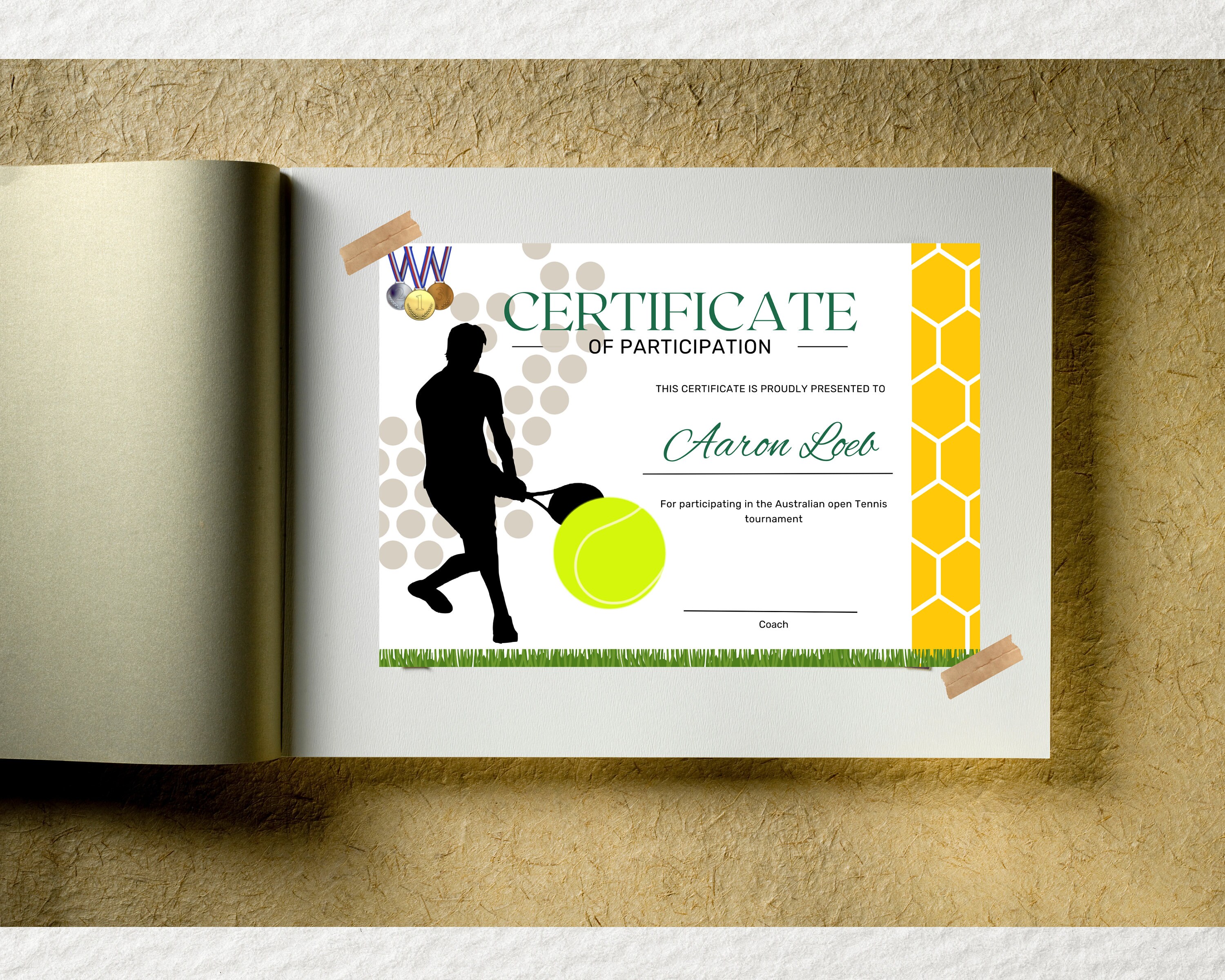 Tennis Player Award Certificate Template Instant Download, High Quality ...
