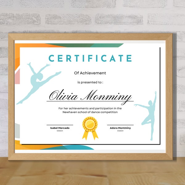 Dance Certificate Template - Etsy