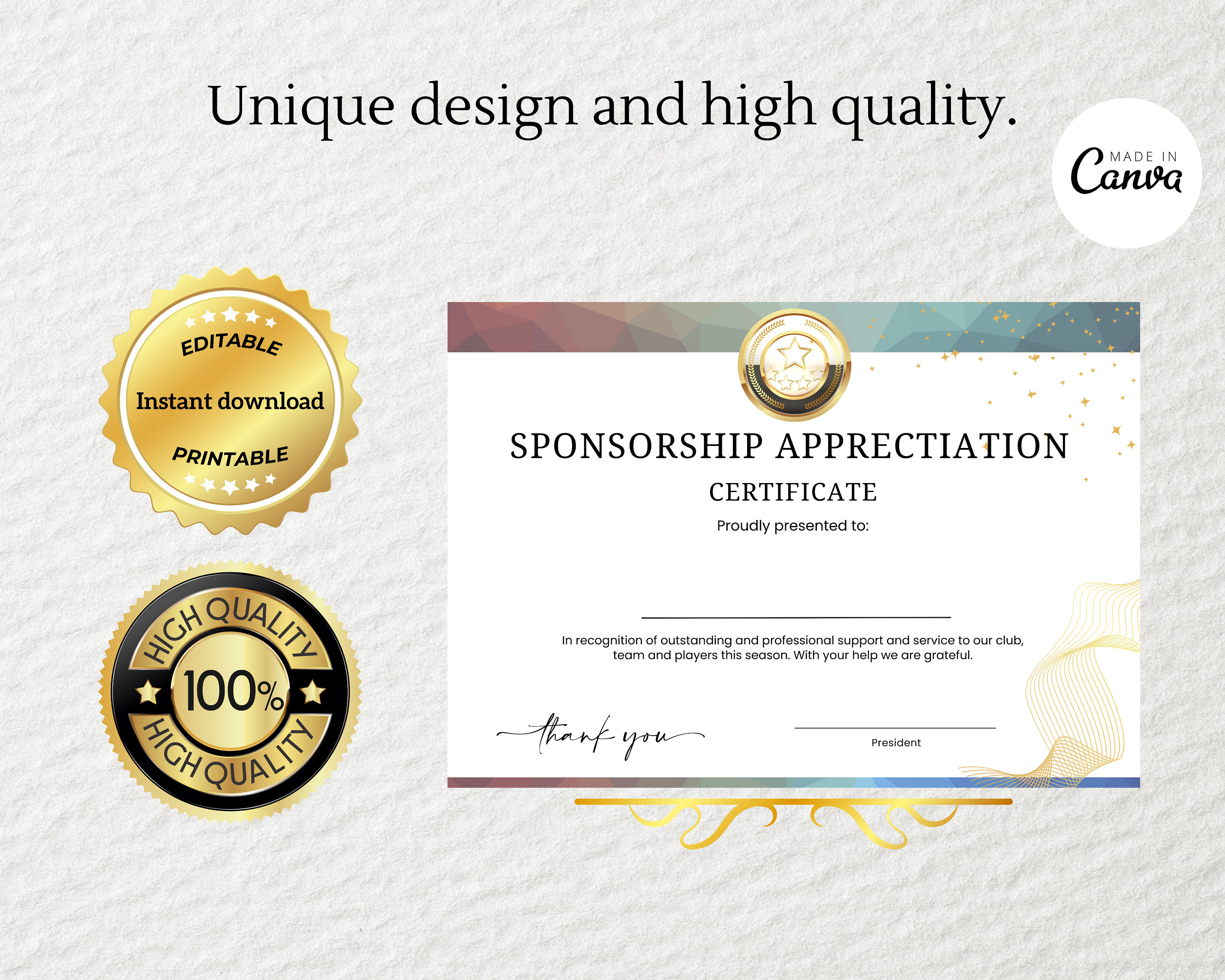 Sponsorship Appreciation Certificate Template Instant Download, High ... Sponsorship Appreciation Certificate Template Instant Download, High ...