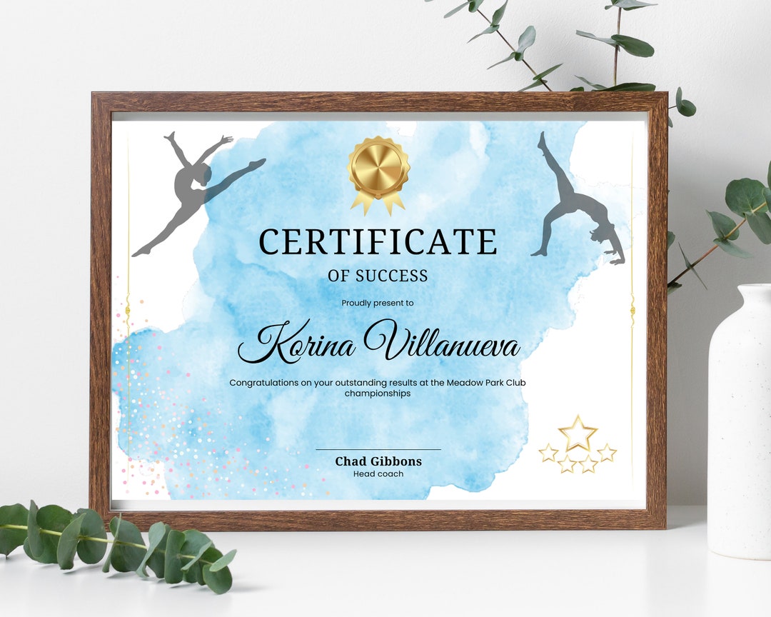 Gymnastics Certificate Template - Instant Download, High Quality, Fully Customisable Design to ...