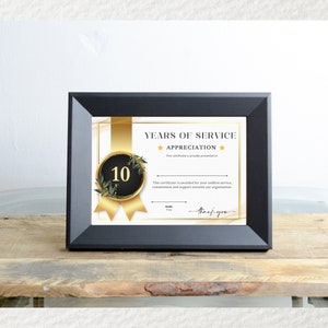 Editable Years of Service Certificate Template, Work Recognition ...