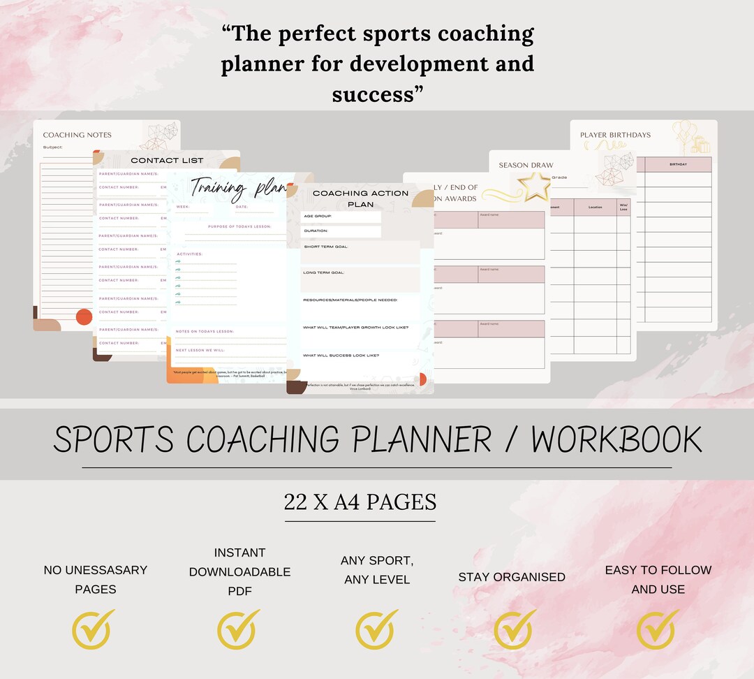 Sports Coaching Planner / Workbook Plan, Track and Achieve Your Goals ...