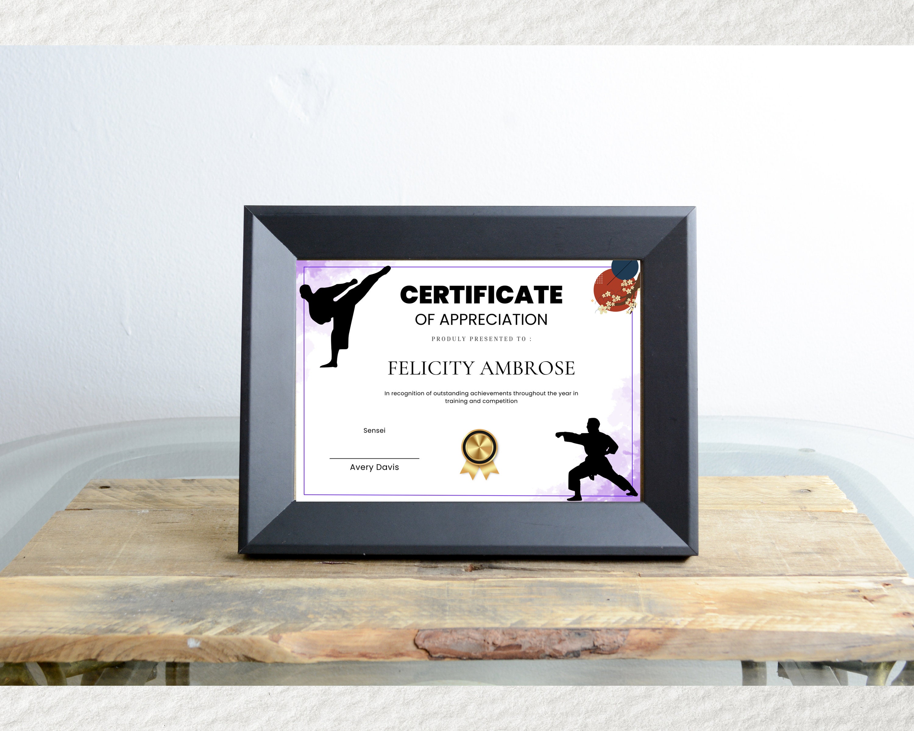 Karate Training Certificate Award Template - Instant Download, High ...