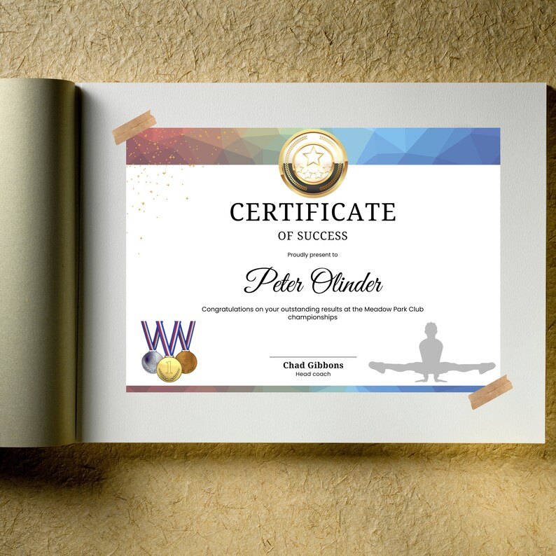 Gymnastics Certificate Template Instant Download High - Etsy